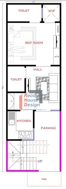 house plan small 13×40 ft