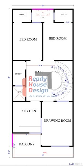 house plan east facing vastu 20×45 ft