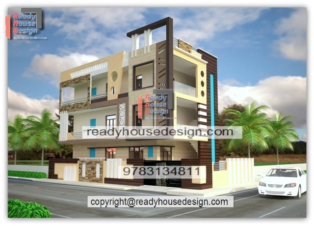 simple elevation design for three floor house